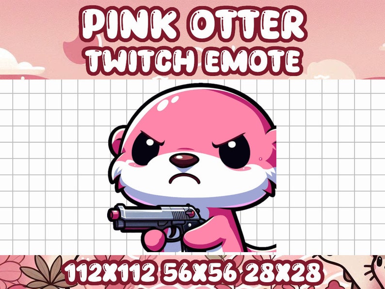 Pink Otter Gun Emote Cute Kawaii Animal Icon Adorable Gamer Emotes for ...