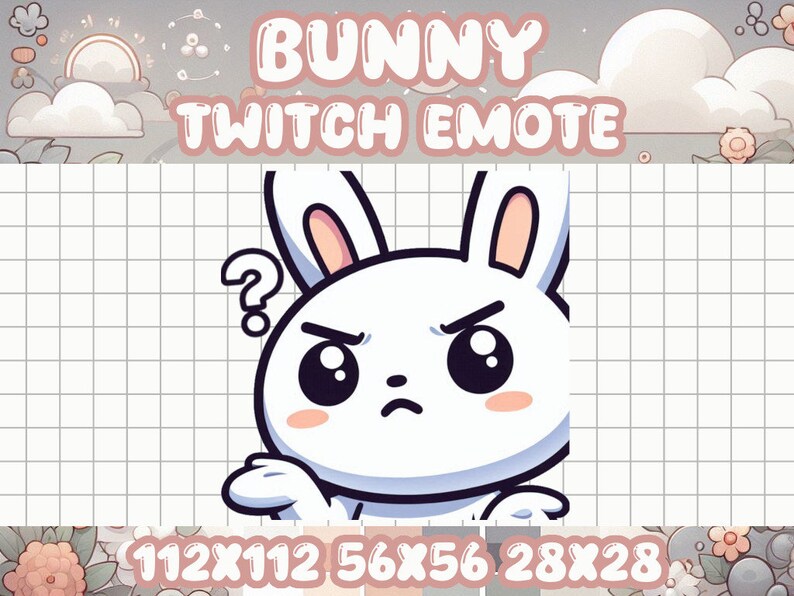 White Rabbit Confused Emote for Twitch Discord | Kawaii Chibi ...