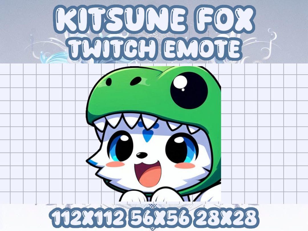 Kitsune Fox Dinosaur Hat Emote | Kawaii Fantasy Icon for Twitch and ...