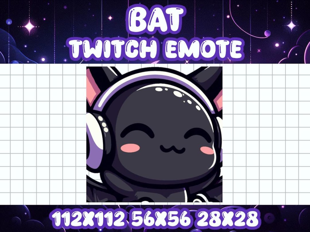 Cute Black Bat Jam Emote for Twitch Discord Halloween Chibi Gamer Icon ...