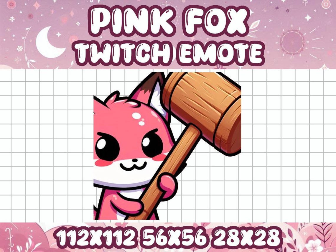 Pink Fox Bonk Emote | Cute Kawaii Chibi Icon for Twitch and Discord - Etsy