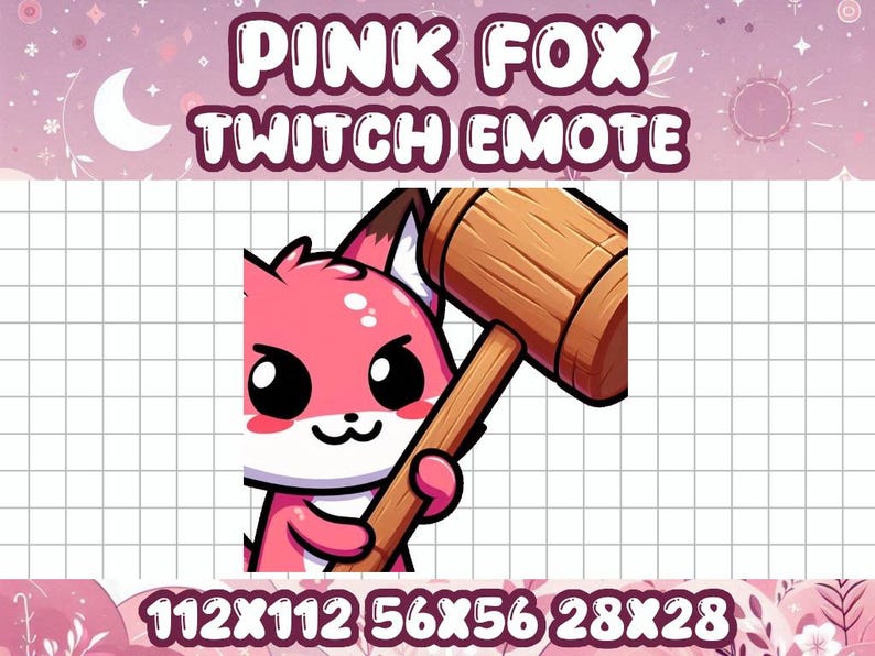 Pink Fox Bonk Emote | Cute Kawaii Chibi Icon for Twitch and Discord - Etsy
