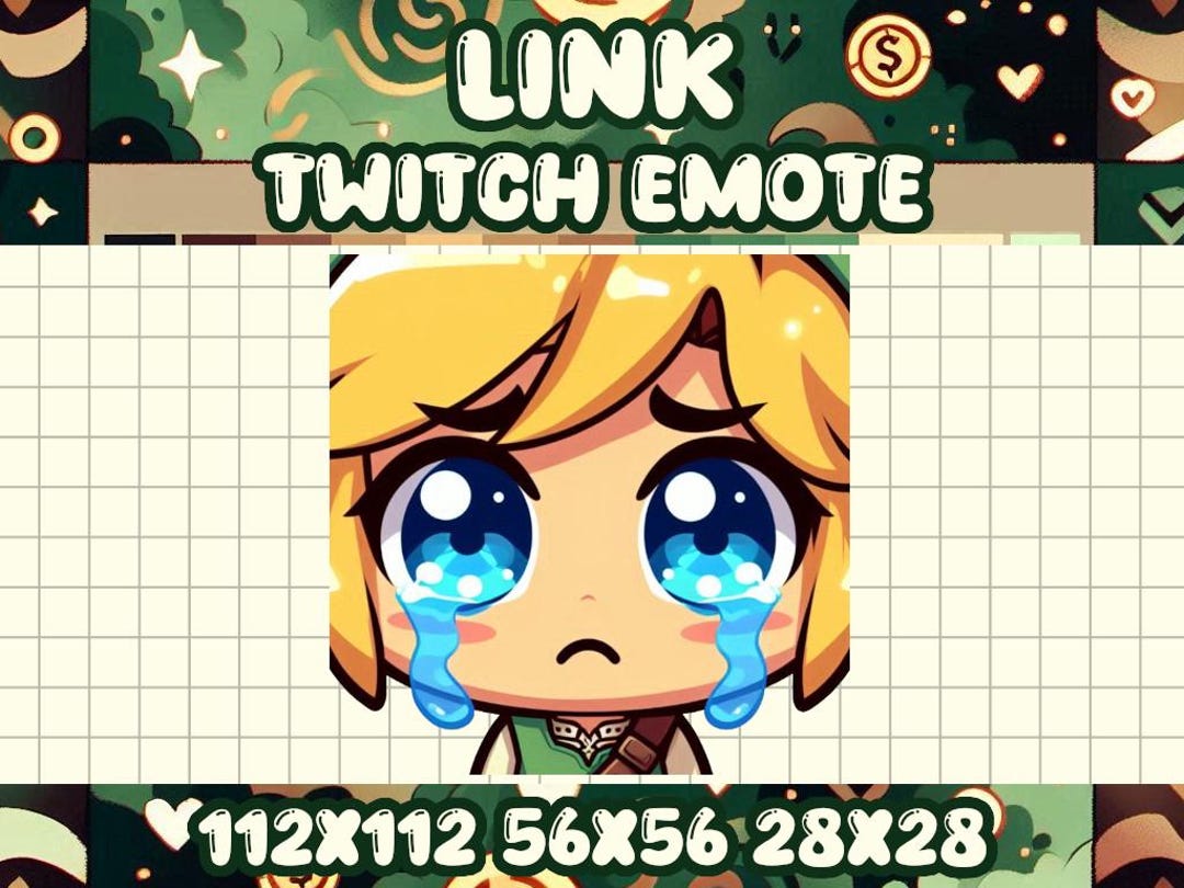 Link Sad Emote Cute Legend of Zelda Chibi Crying Icon for Twitch and ...