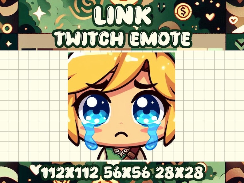 Link Sad Emote Cute Legend of Zelda Chibi Crying Icon for Twitch and ...