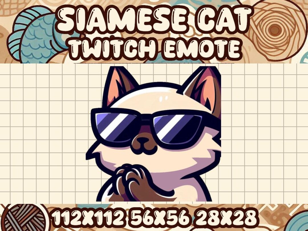 Siamese Cat EZ Clap Emote Cute Kawaii Chibi Icon Gamer Emote Twitch ...