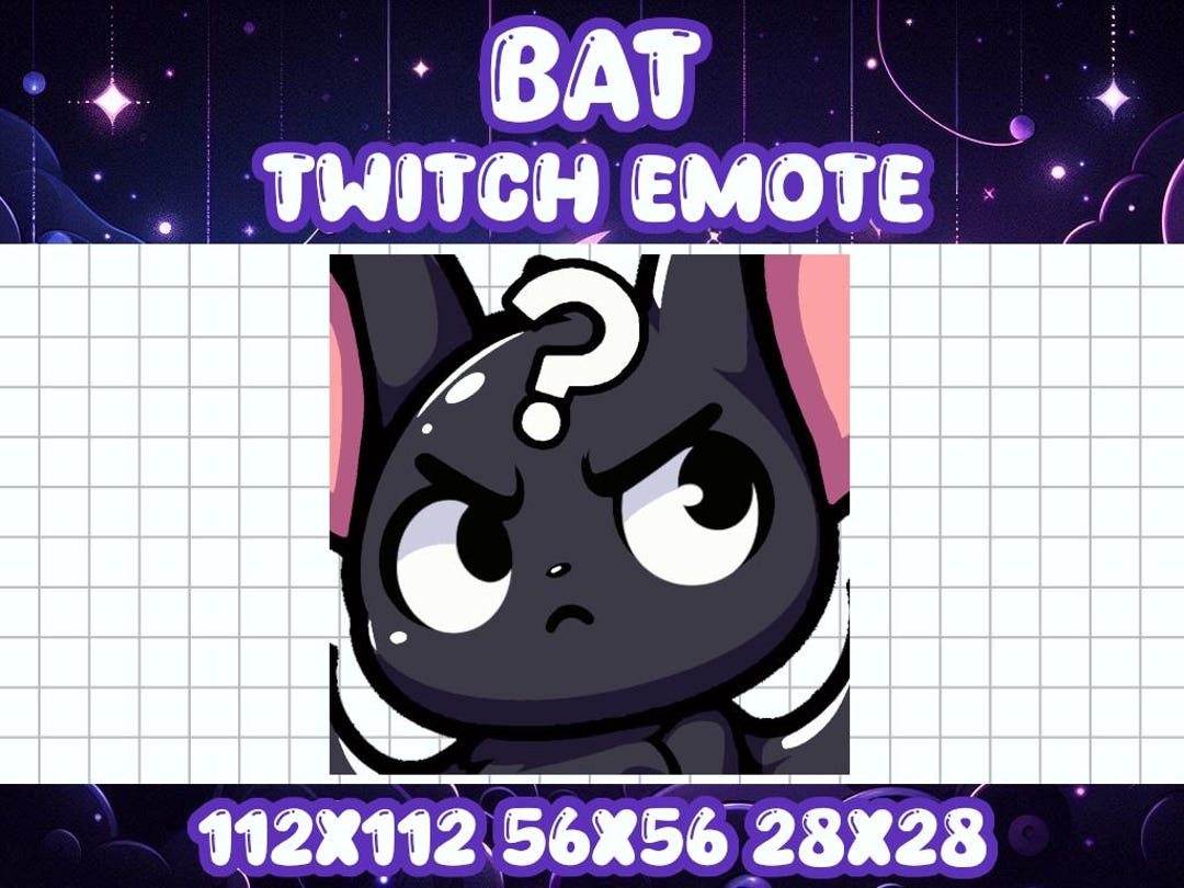 Black Bat Confused Emote for Twitch Discord Halloween Chibi Gamer Icon ...