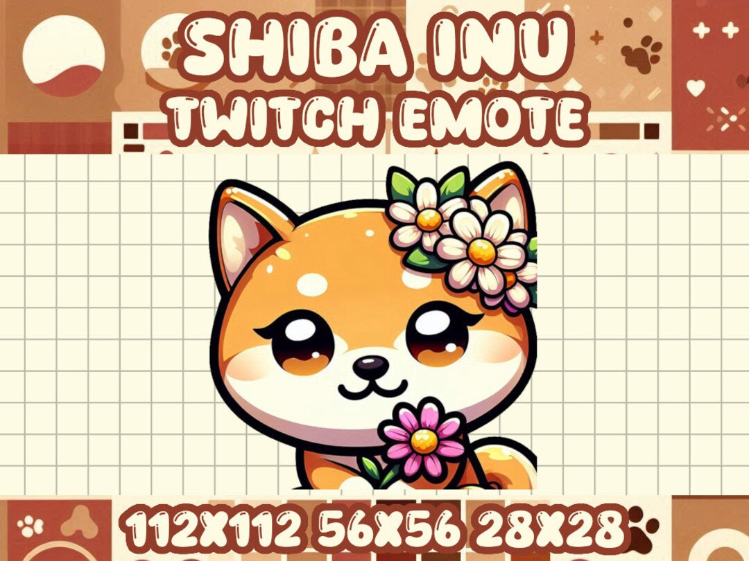 Shiba Inu Flower Emote Cute Kawaii Gamer Icon Twitch Discord Emote Doge ...