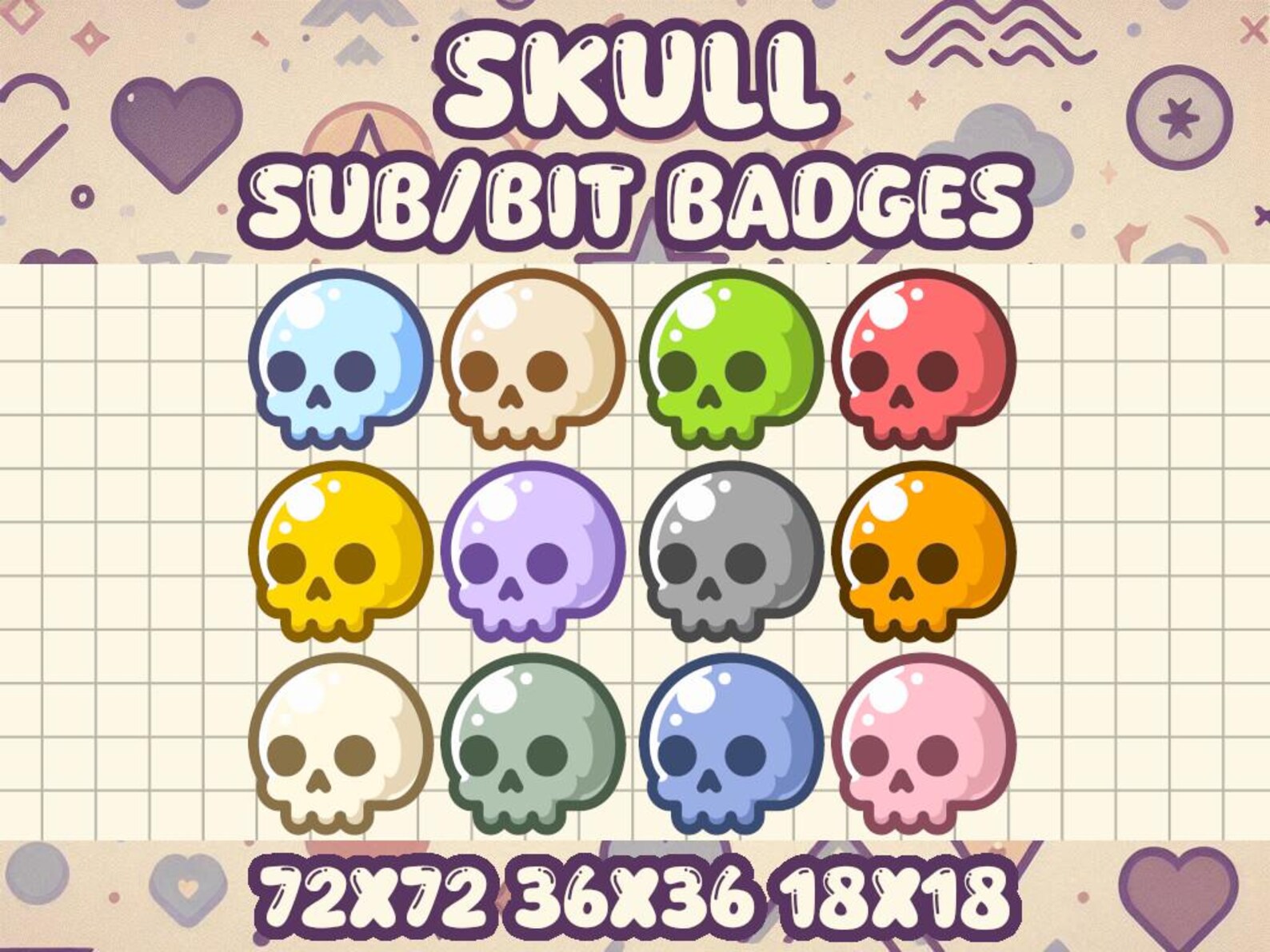 Skull Sub or Bit Badge Icons for Twitch Streamers - Etsy