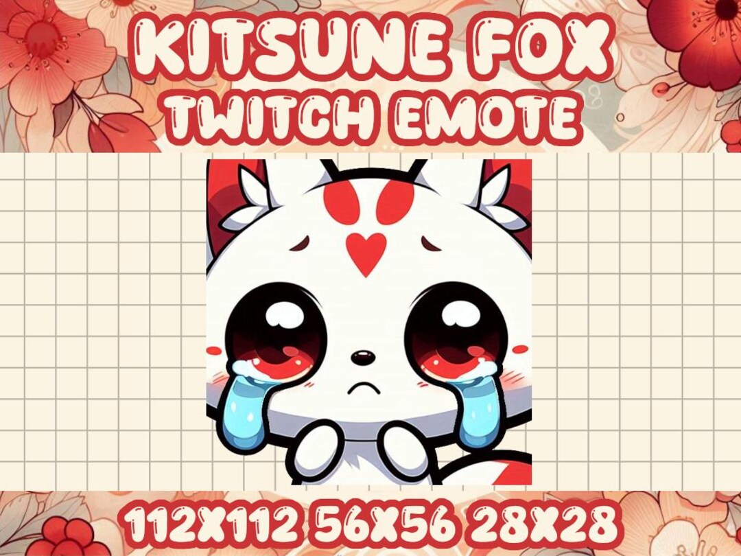 Sad Kitsune Fox Emote: Kawaii Chibi Twitch/discord Icon (digital ...