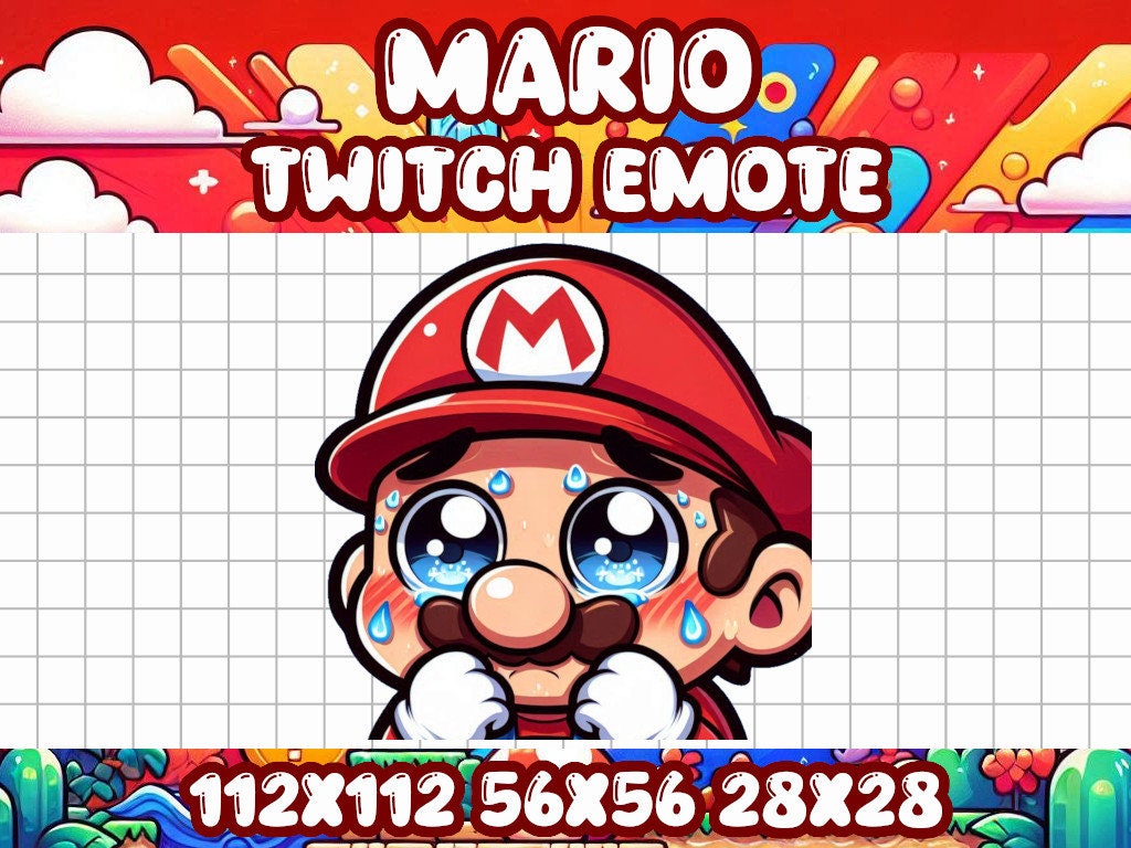 Mario Nervous Emote Cute Kawaii Super Mario Bros Icon Adorable Gamer ...