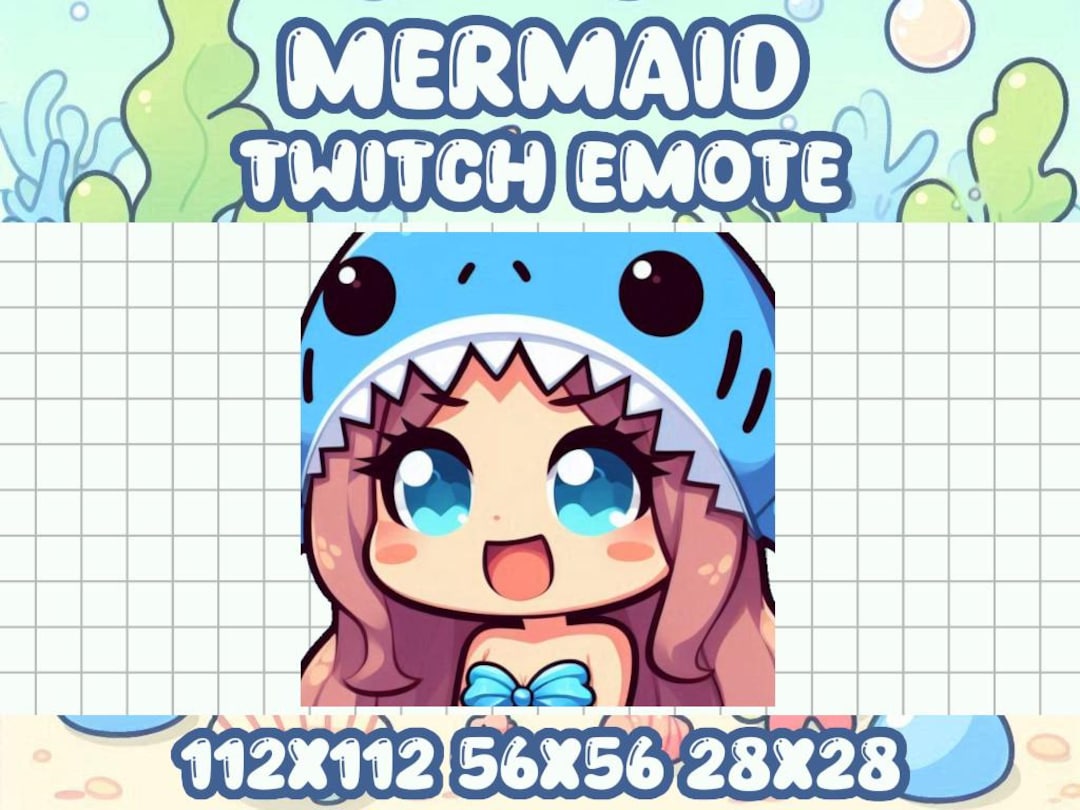 Mermaid Shark Hat Emote | Cute Kawaii Ocean Icon for Twitch and Discord ...