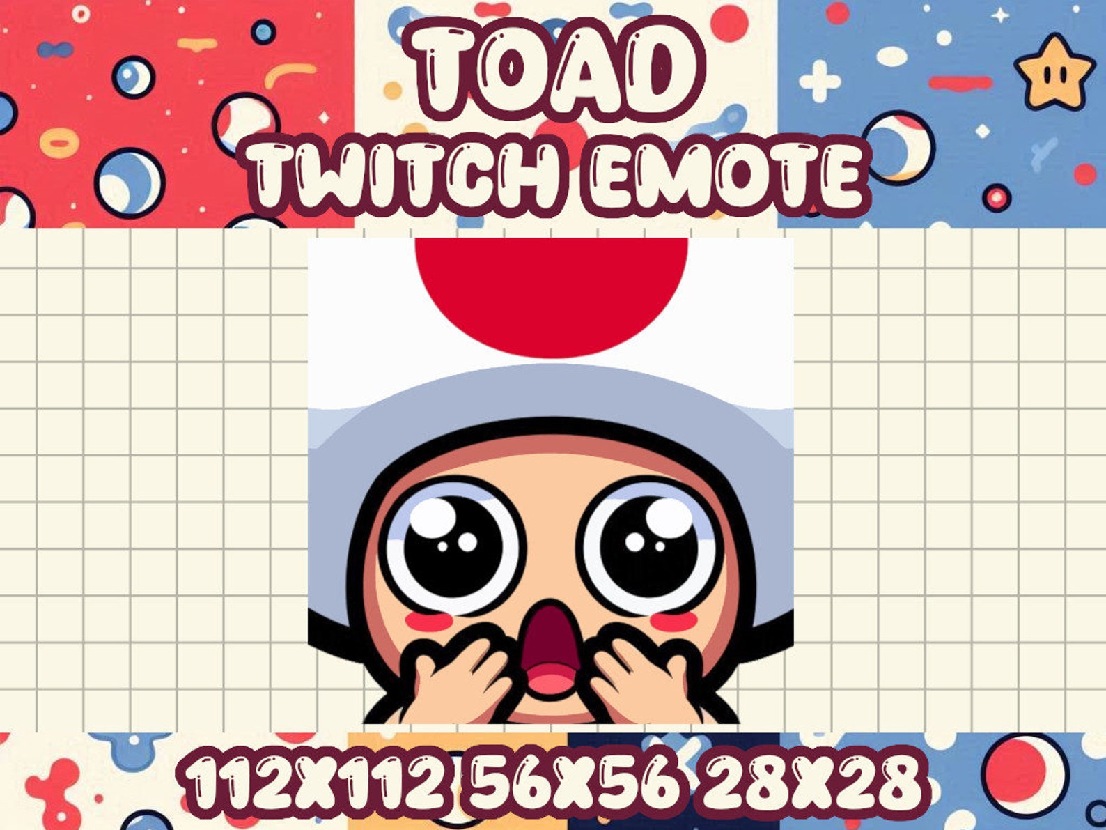 Toad Gasp Emote Super Mario Twitch Discord Icon Kawaii Chibi Gamer Oh ...