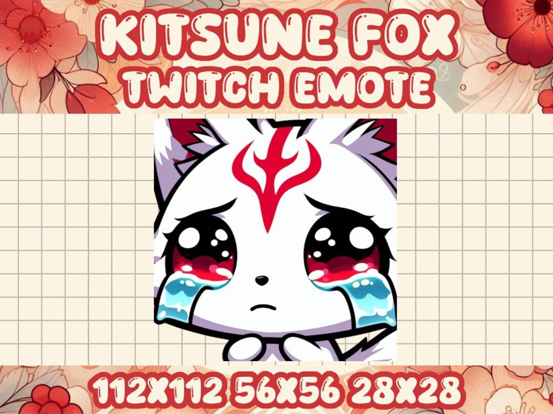 Adorable Kitsune Fox Cry Emote for Twitch and Discord Cute Kawaii Gamer ...
