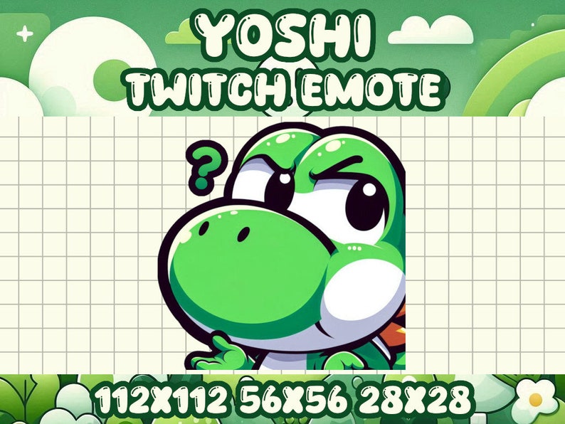 Green Yoshi Confused Emote | Super Mario Bros Icon for Twitch & Discord ...