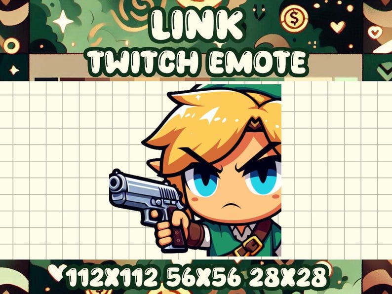 Link Gun Emote Legend of Zelda Twitch Discord Icon Kawaii Chibi Gamer ...