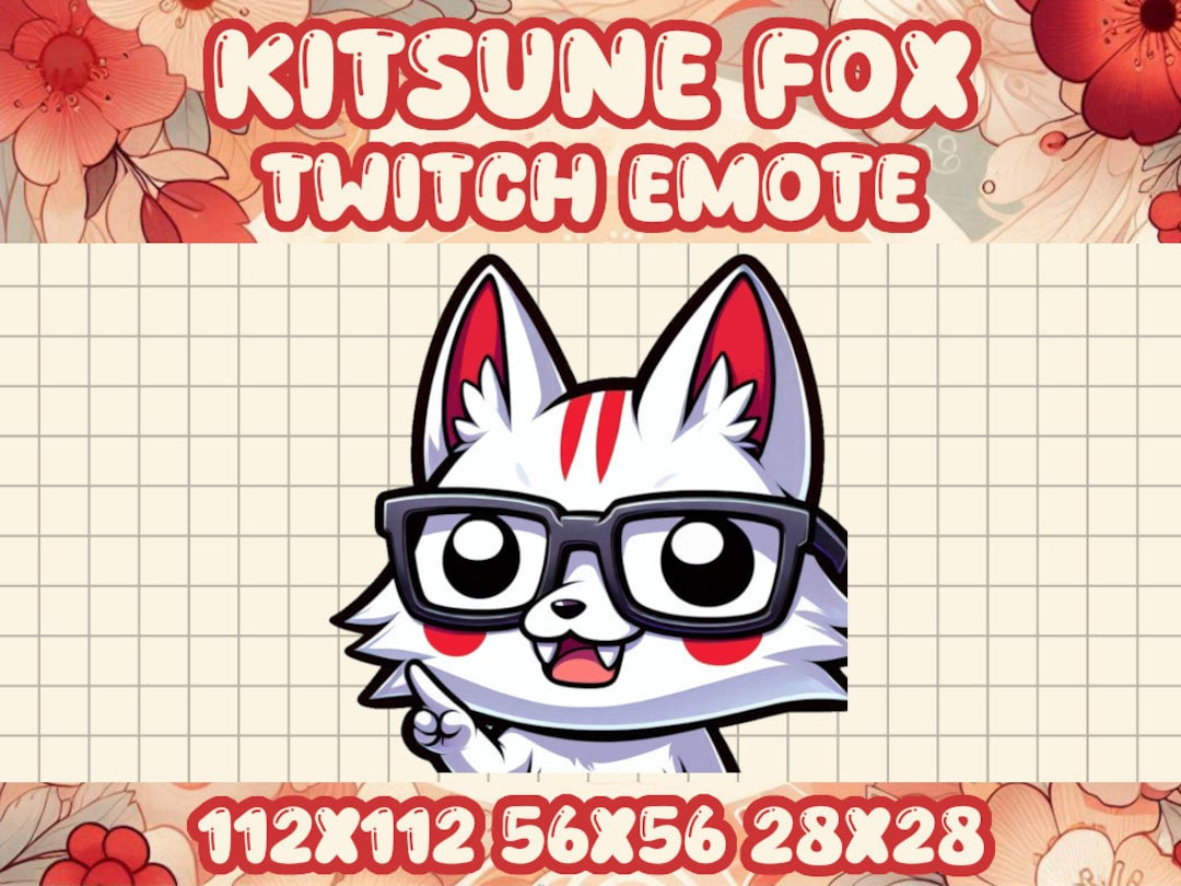 Kitsune Fox Nerd Emote Cute Kawaii Fantasy Icons Adorable Gamer Emotes ...