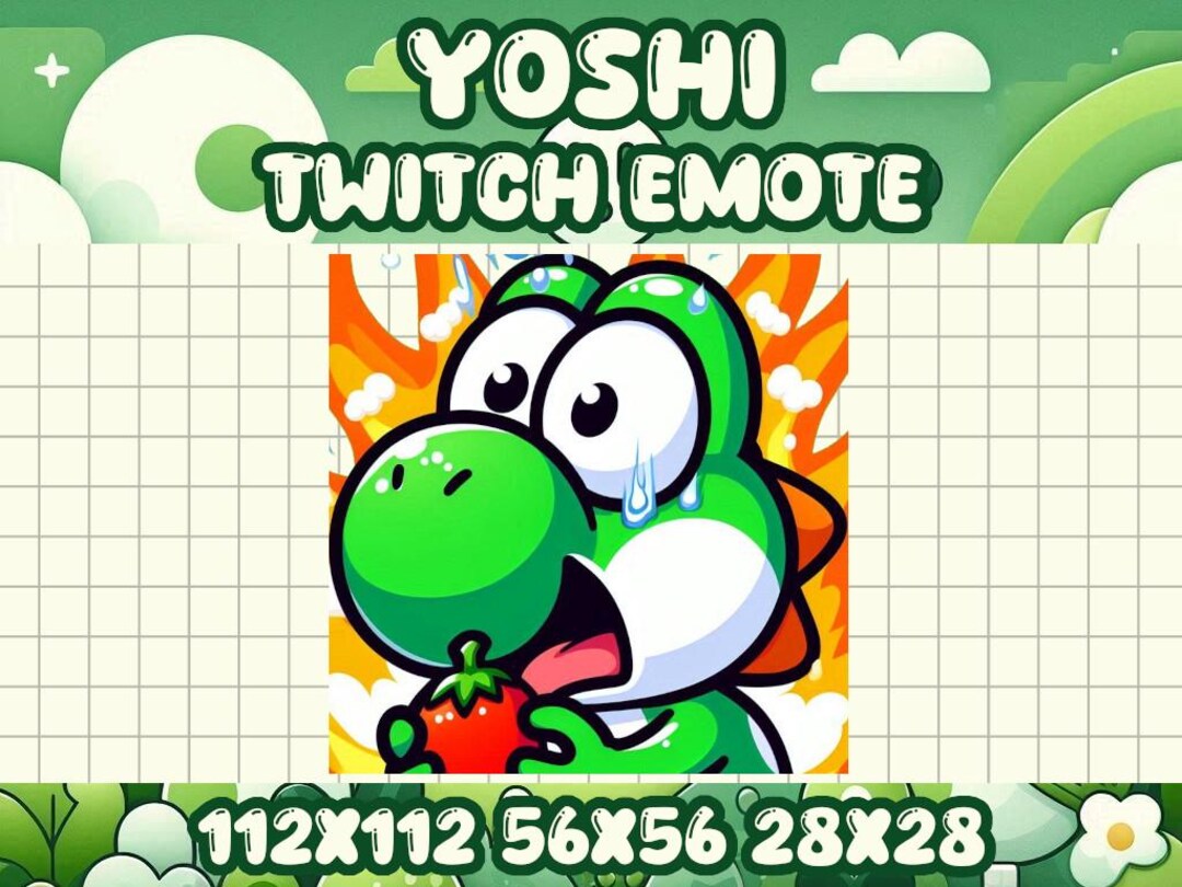 Spicy Yoshi Emote: Kawaii Chibi Icon for Twitch/discord (digital ...