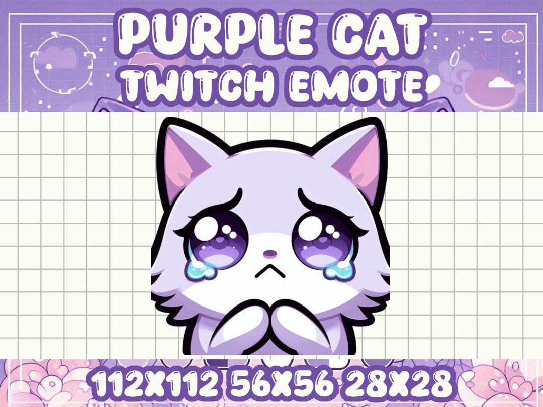 Purple Cat Pleading Emote for Twitch and Discord Streamers - Etsy