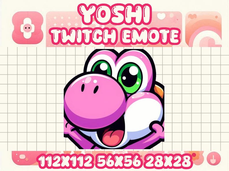 Pink Yoshi POG Emote for Twitch Discord Stream - Etsy