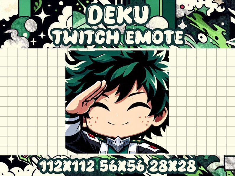 Deku Salute Emote My Hero Academia Kawaii Anime Icons Chibi Gamer ...
