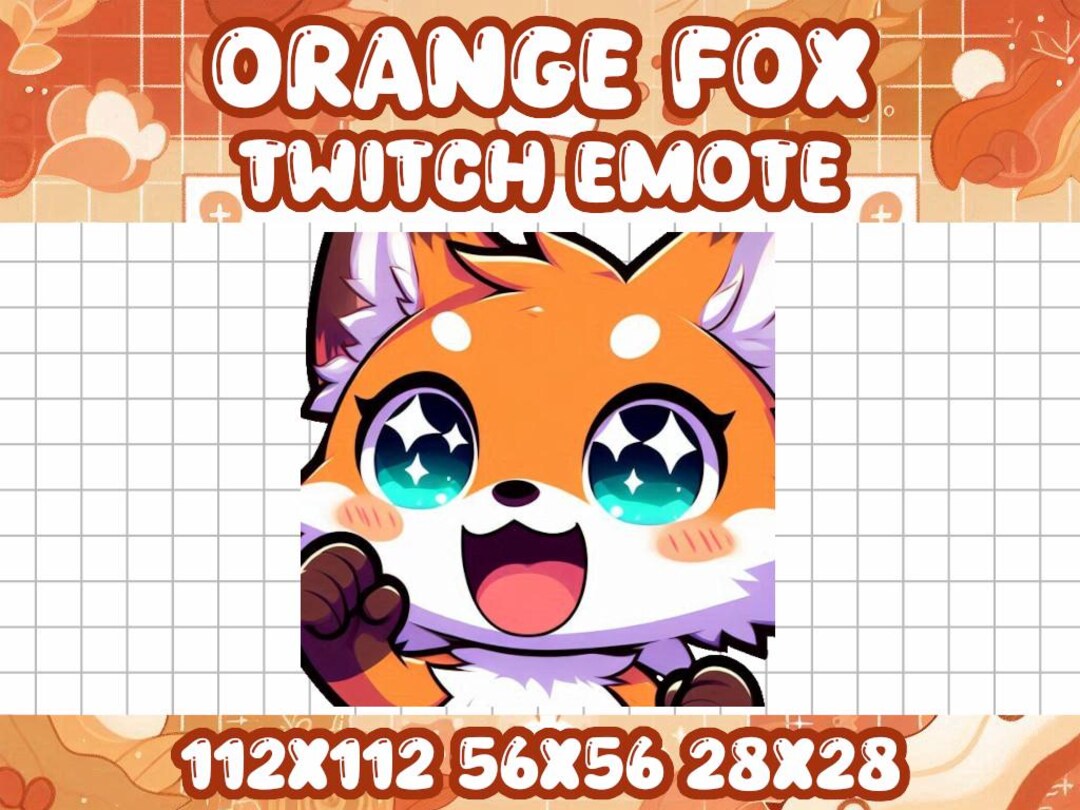 Orange Fox Cheer Emote | Cute Kawaii Chibi Excited Icon for Twitch and ...