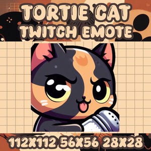 Tortoiseshell Cat Salty Emote Cute Twitch Discord Icon Kawaii Chibi ...