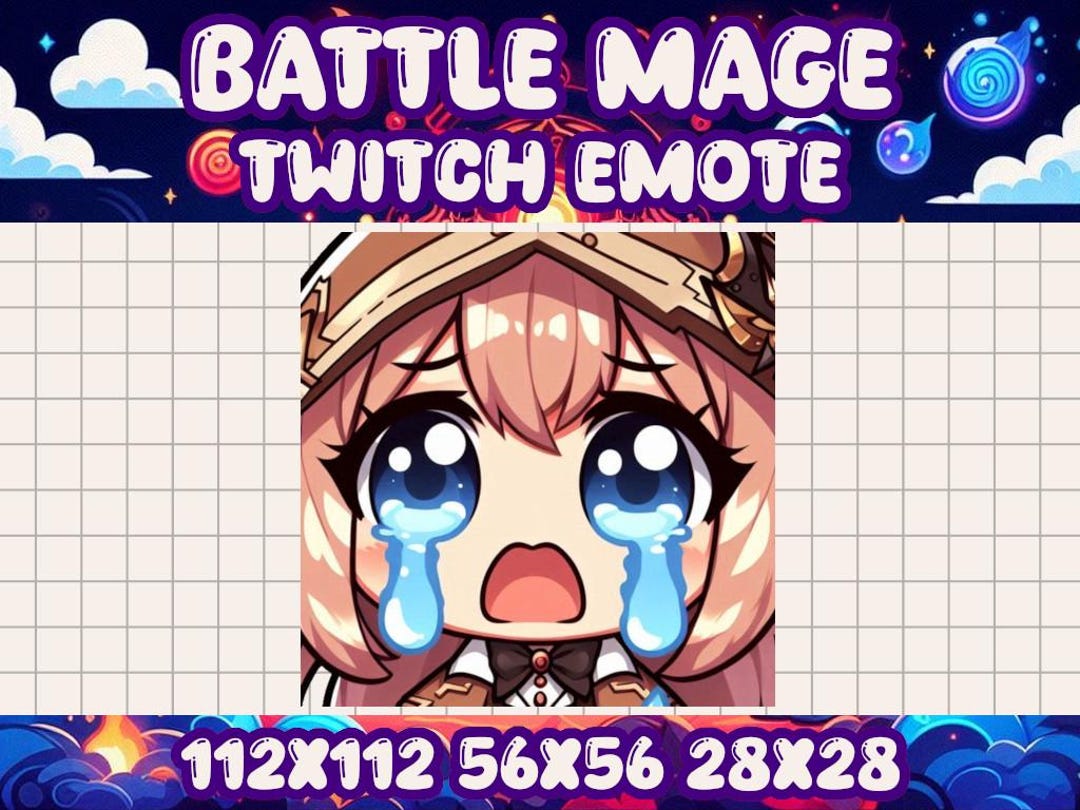 Battle Mage Girl Cry Emote – Twitch/discord Chibi Icon (digital ...