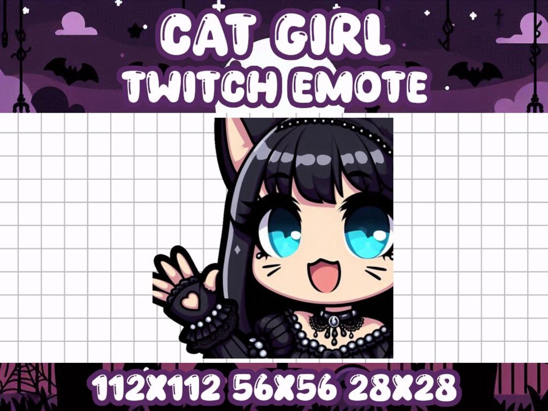 Goth Cat Girl Wave Emote for Streaming Platforms: Greetings and ...