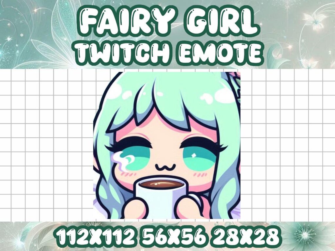Fairy Girl Coffee Emote Cute Kawaii Chibi Icon for Twitch and Discord ...