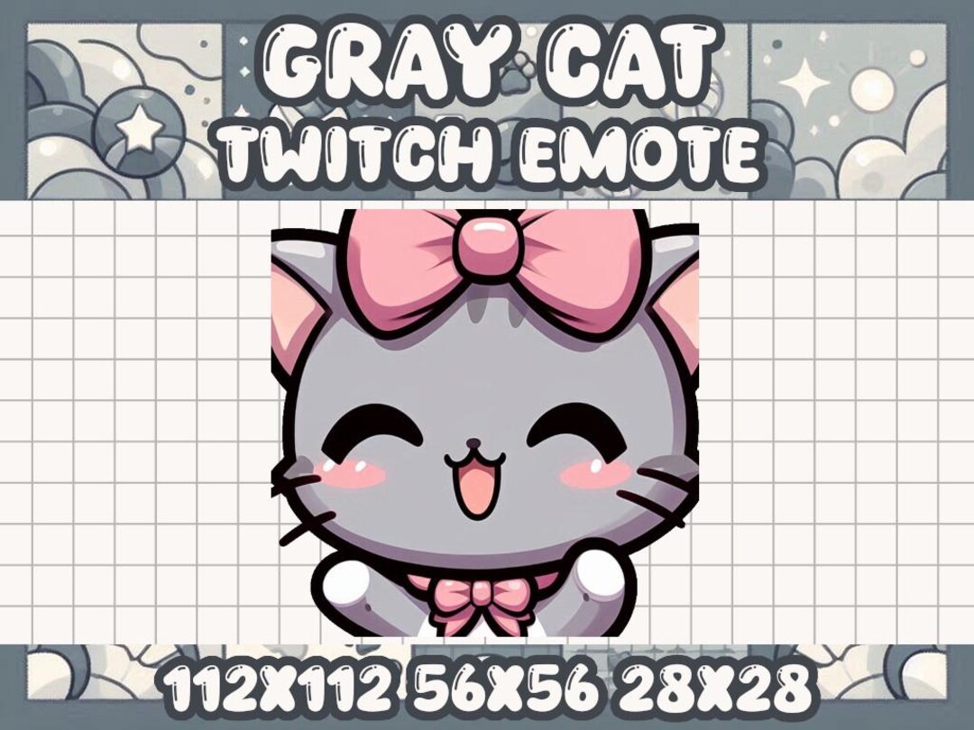 Gray Cat Bow Emote | Cute Kawaii Chibi Icon for Twitch and Discord - Etsy