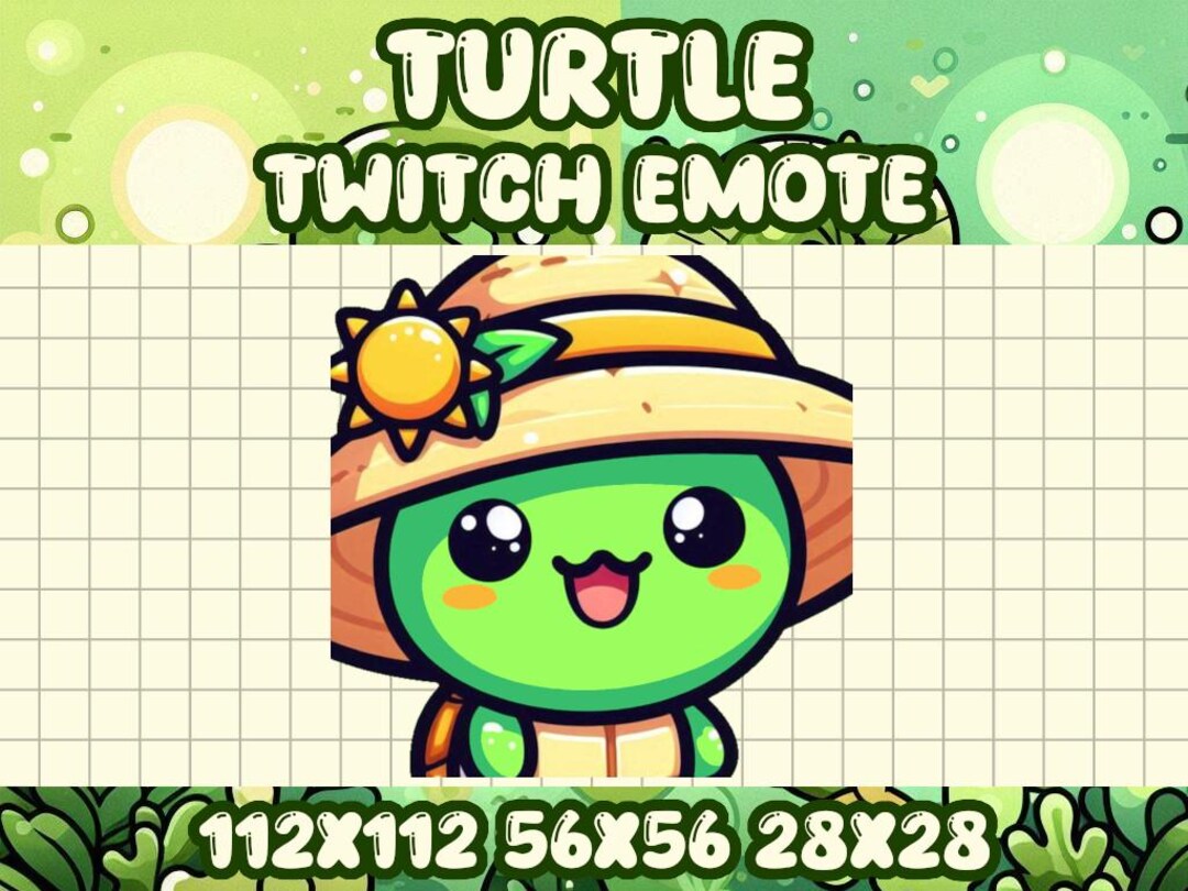 Green Turtle Sun Hat Emote for Twitch and Discord - Kawaii Gaming Icon ...
