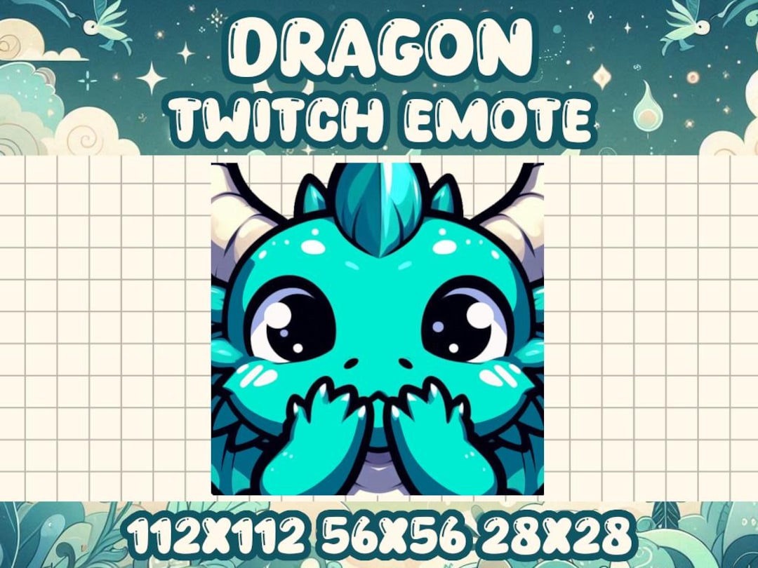 Teal Dragon Gasp Emote for Cute Fantasy Gamer Streams on Twitch Discord ...