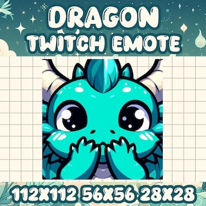 Teal Dragon Gasp Emote for Cute Fantasy Gamer Streams on Twitch Discord ...
