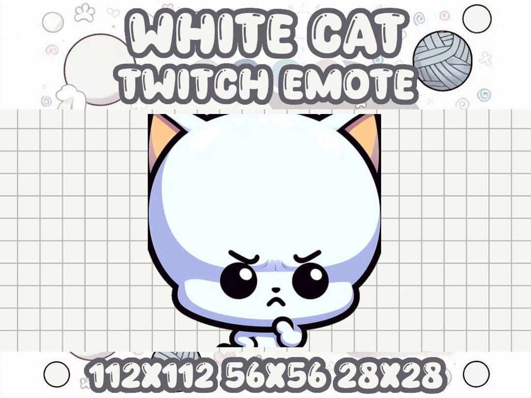 Cute Kawaii White Cat Emote for Twitch and Discord Funny Fivehead Gamer ...