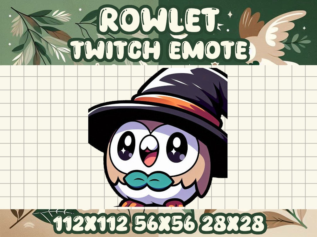 Rowlet Witch Hat Emote | Kawaii Pokémon Icon for Twitch & Discord - Etsy