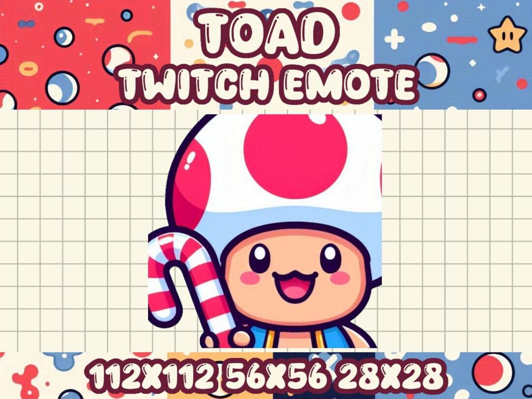 Toad Candy Cane Emote | Kawaii Mario Icon for Twitch & Discord - Etsy