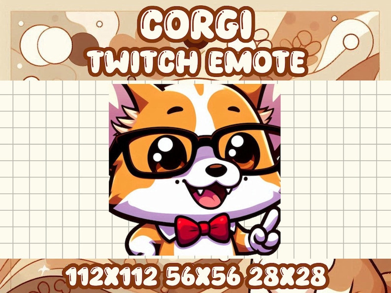 Corgi Nerd Emote | Kawaii Gamer Icon for Twitch and Discord - Etsy