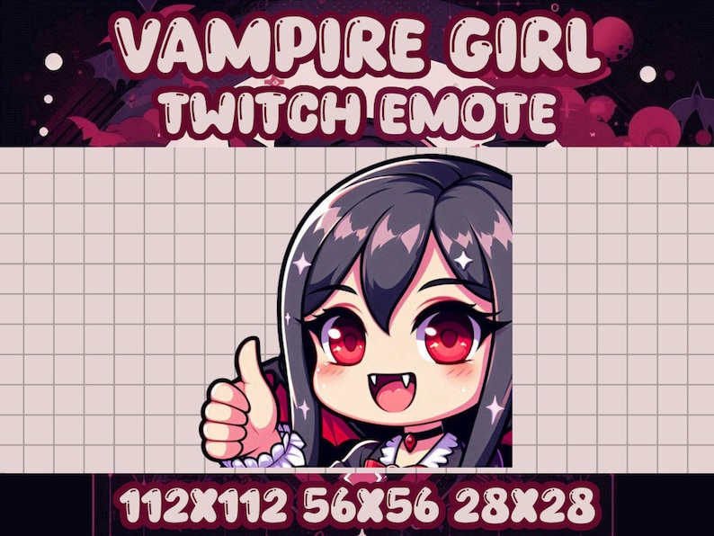 Vampire Girl Thumbs up Emote Cute Kawaii Chibi Icons Adorable Gamer ...