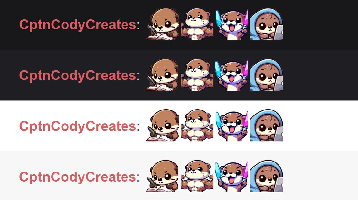 8-pack Emote Bundle: Brown Otter Cute Twitch & Discord Icons Kawaii ...