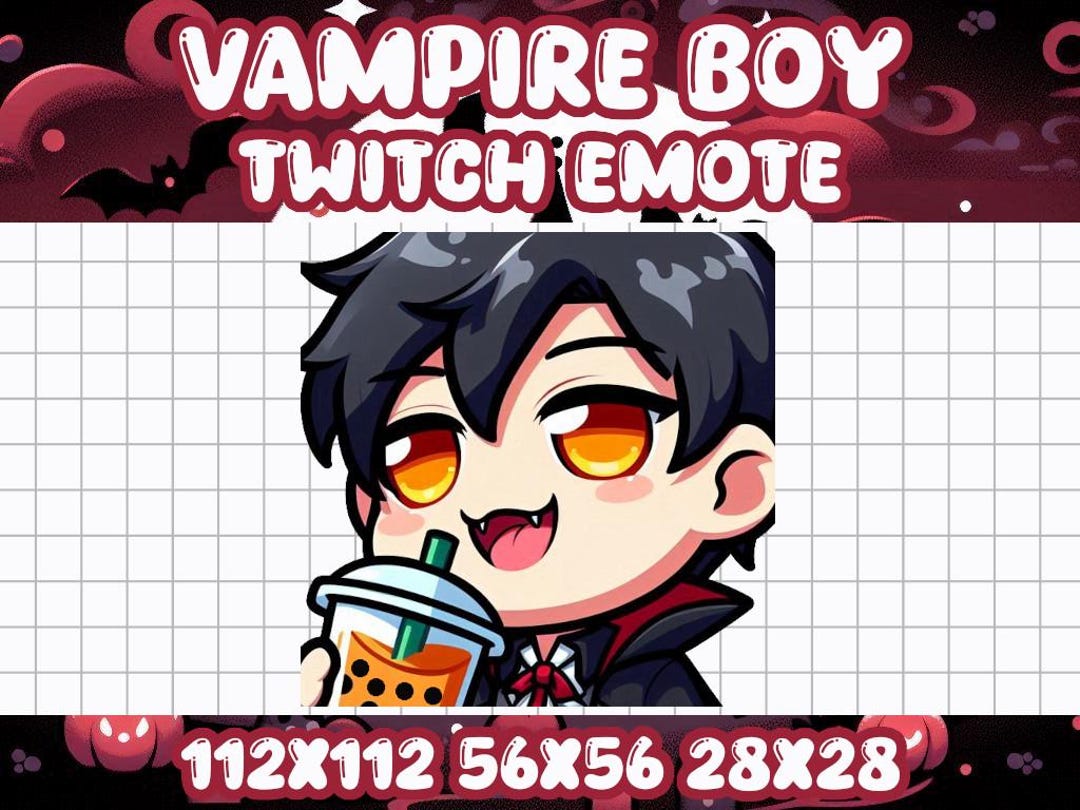 Vampire Boy Boba Emote | Cute Kawaii Chibi Icon for Twitch and Discord ...