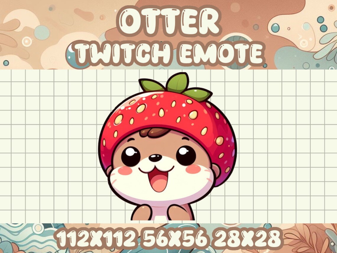 Brown Otter Strawberry Hat Emote Cute Twitch & Discord Icons Kawaii ...