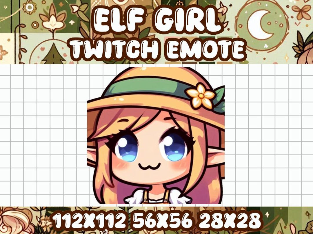 Elf Girl Sun Hat Emote | Cute Kawaii Fantasy Chibi Icon for Twitch and ...