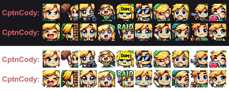 Link 20-pack Emote Bundle | Legend of Zelda Chibi Emotes for Twitch ...