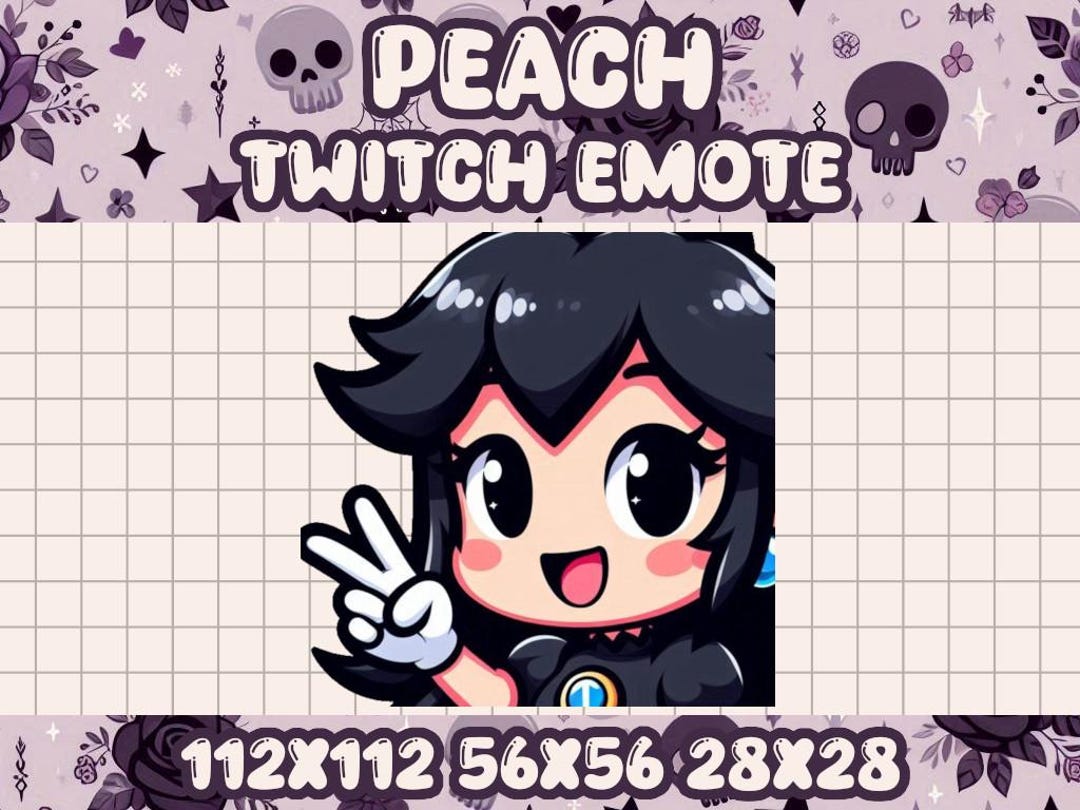 Goth Princess Peach Peace Sign Emote Icon for Discord - Etsy