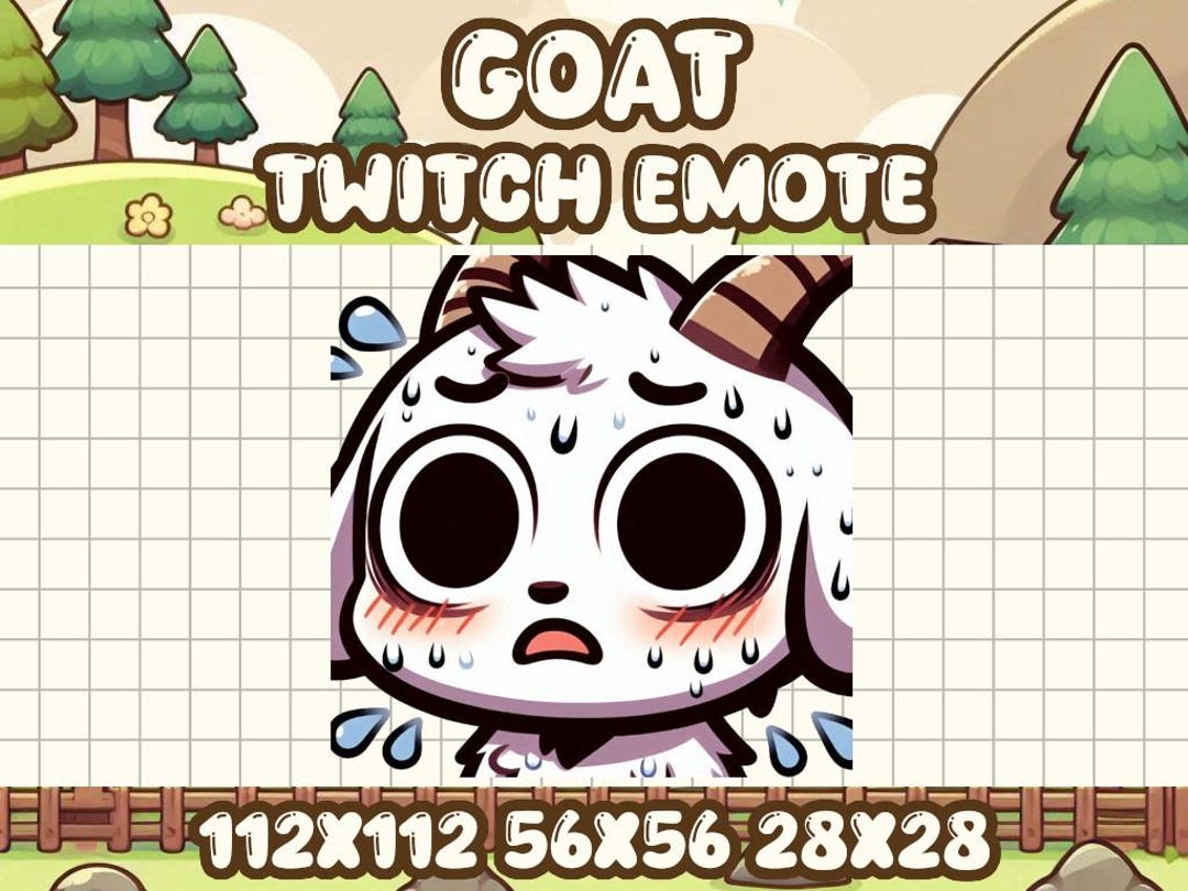 Goat Anxious Emote | Kawaii Nervous Chibi Icon for Twitch and Discord ...