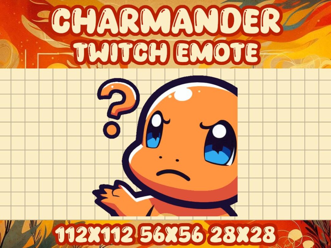 Charmander Confused Emote Cute Pokémon Chibi Icon for Twitch and Discord - Etsy