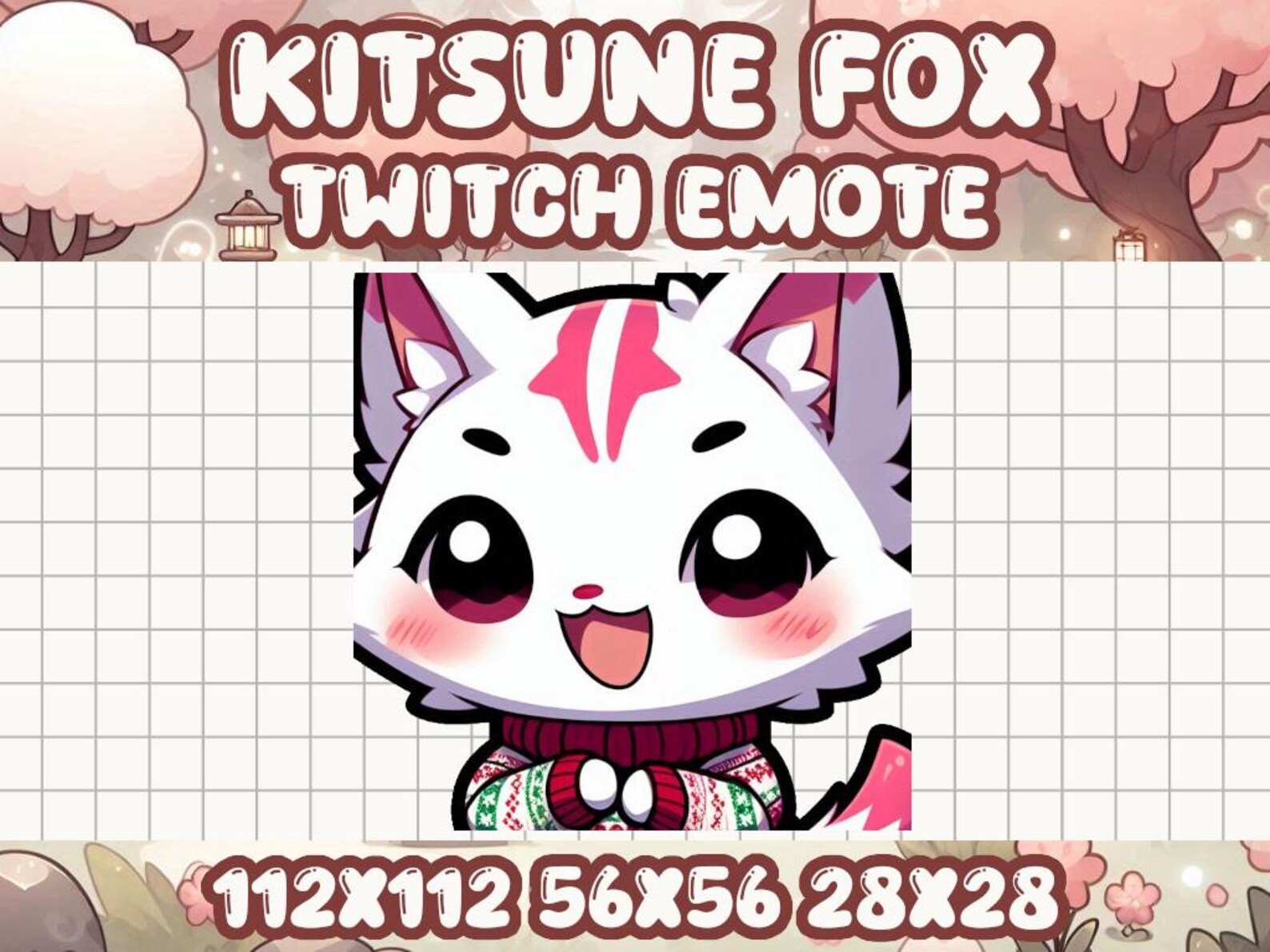 Kitsune Fox Christmas Sweater Emote | Cute Kawaii Icon for Twitch ...