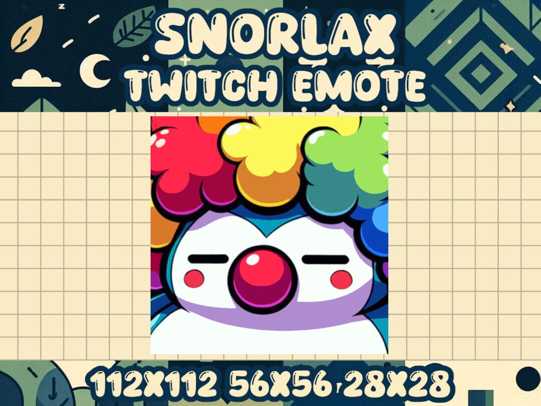 Snorlax Clown Emote Cute Kawaii Chibi Pokémon Icons Adorable Gamer ...
