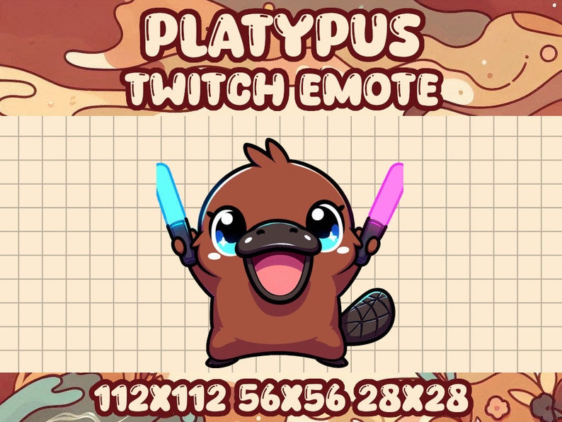 Brown Platypus Light Sticks Emote Cute Kawaii Icon Adorable Gamer ...