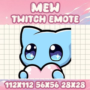 Shiny Mew Heart Emote Kawaii Pokemon Icon for Twitch Discord Love Simp ...